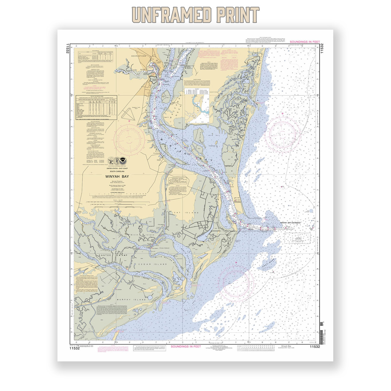Winyah Bay, South Carolina Nautical Chart Reproduction – Boston Map Company